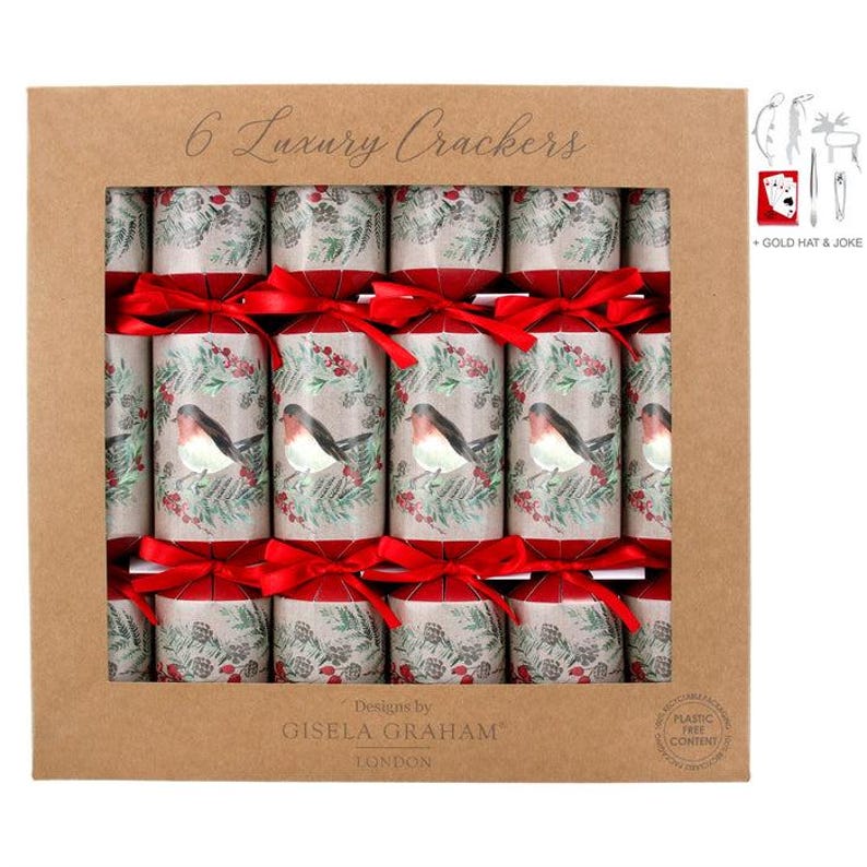 Gisela Graham Robin Luxury Christmas Crackers (6 Pack) - Etsy