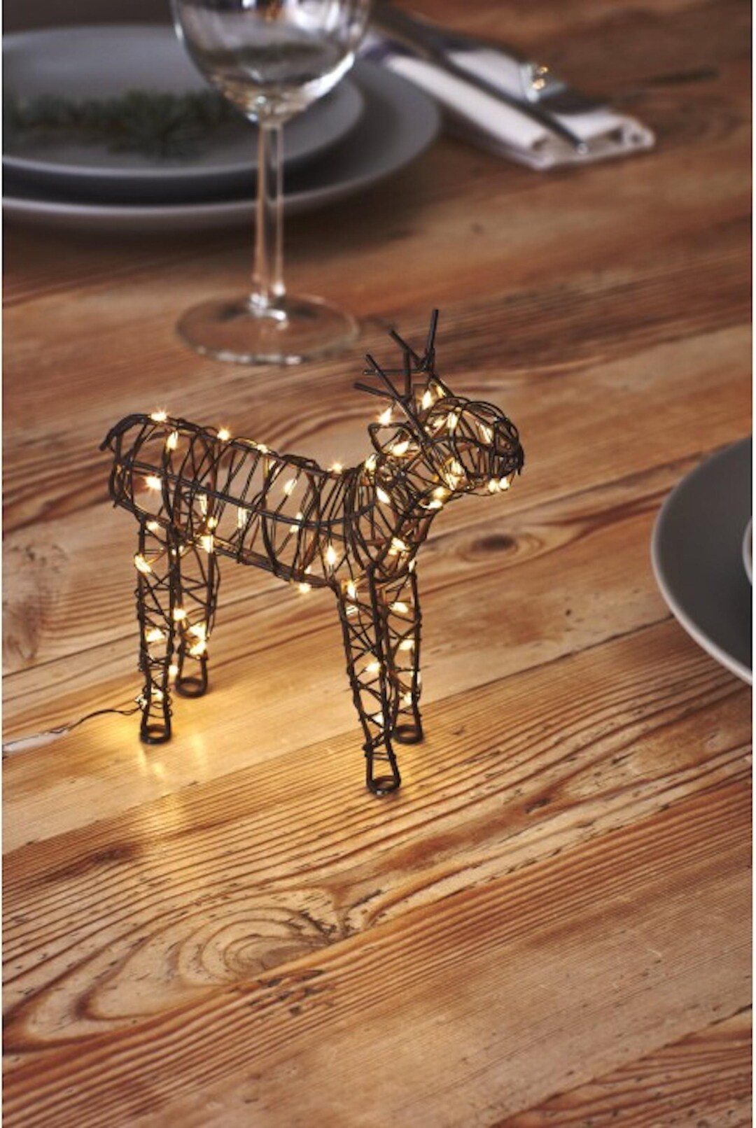 CHRISTMAS Table Top LED Light up Battery Operated Wire Brown Reindeer ...