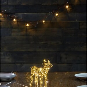 CHRISTMAS Table Top LED Light up Battery Operated Wire Gold Reindeer ...