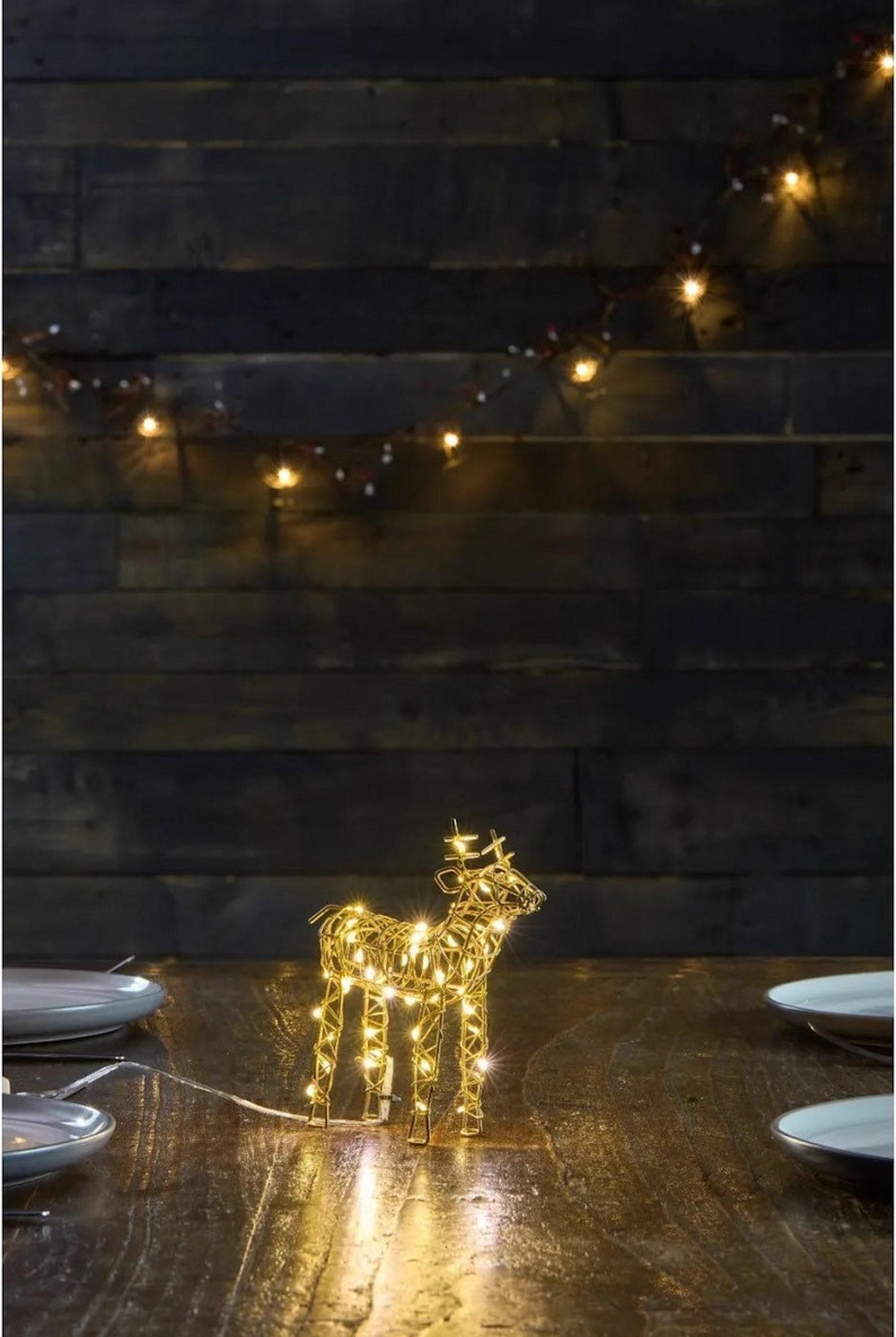 CHRISTMAS Table Top LED Light up Battery Operated Wire Gold Reindeer ...