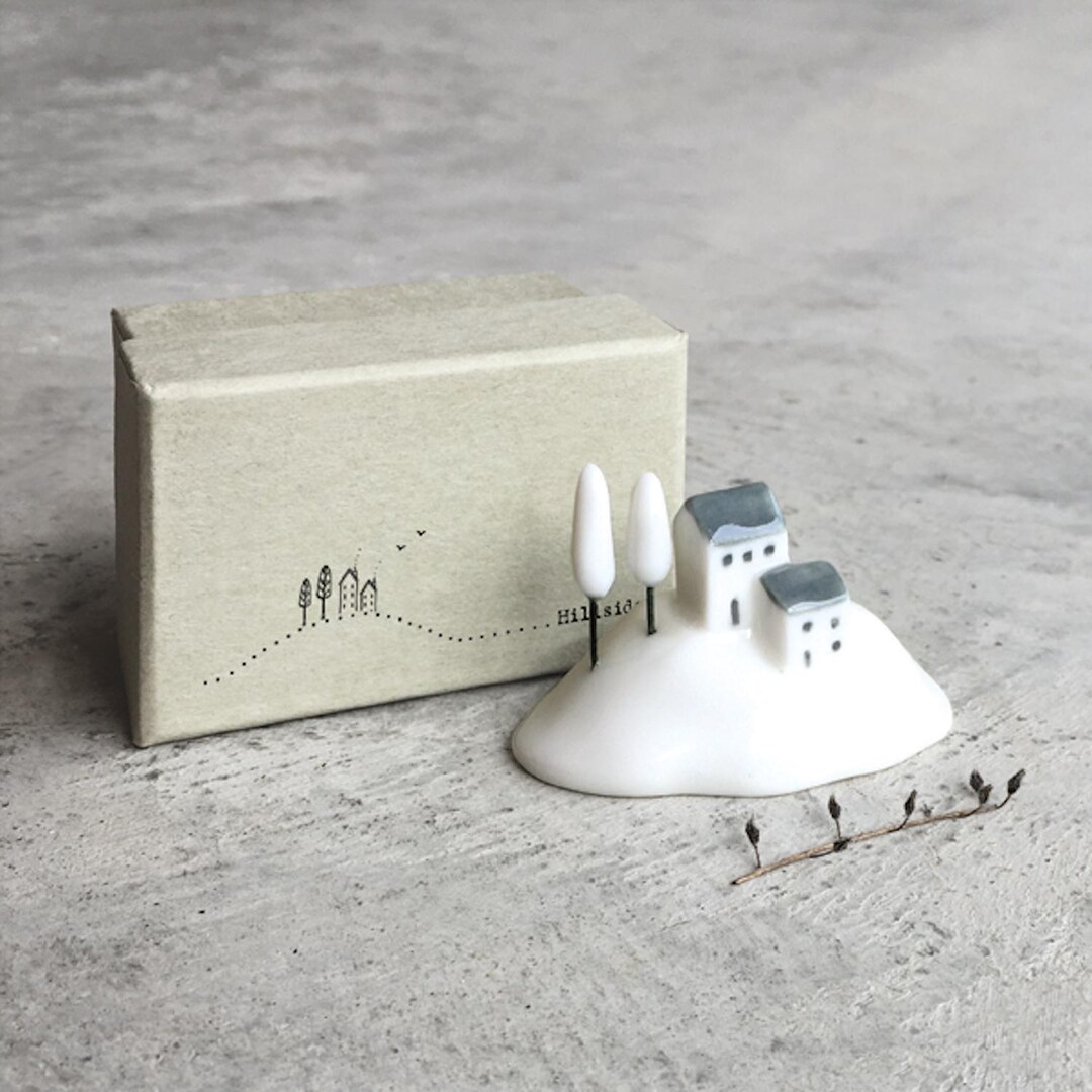 Mini House in a Box, Hillside Two Houses and Trees, Birthday Gift ...