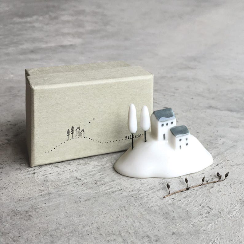 Mini House in a Box, Hillside Two Houses and Trees, Birthday Gift ...