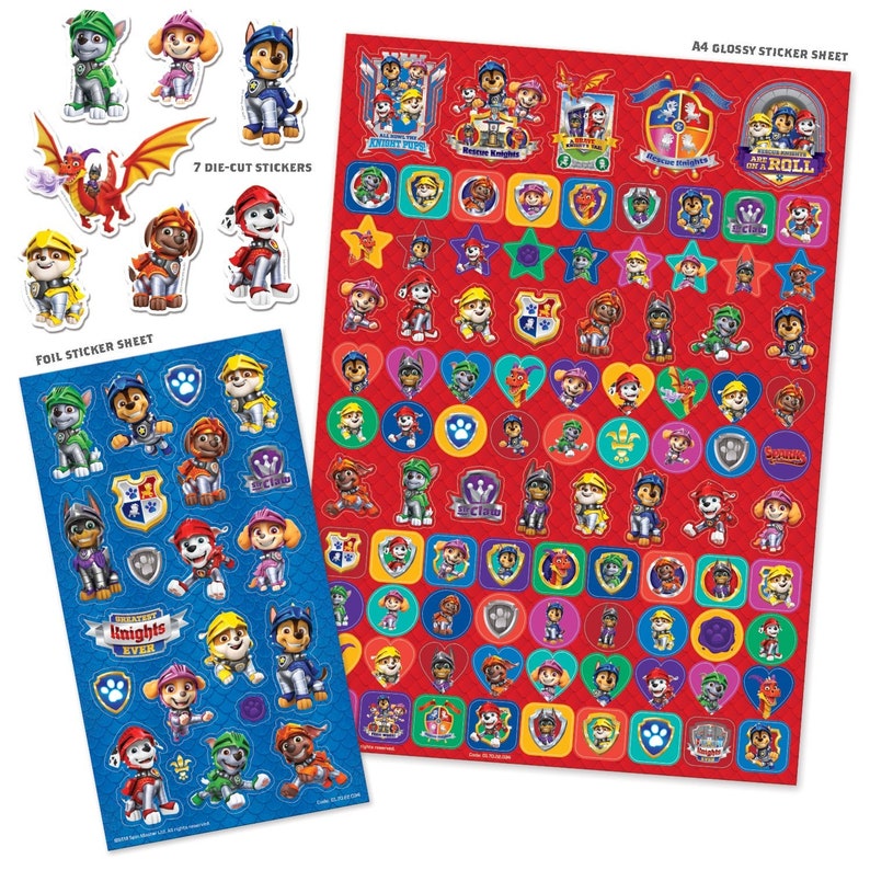 PAW PATROL Rescue Knights Mega Pack of Stickers, Loads of Different ...