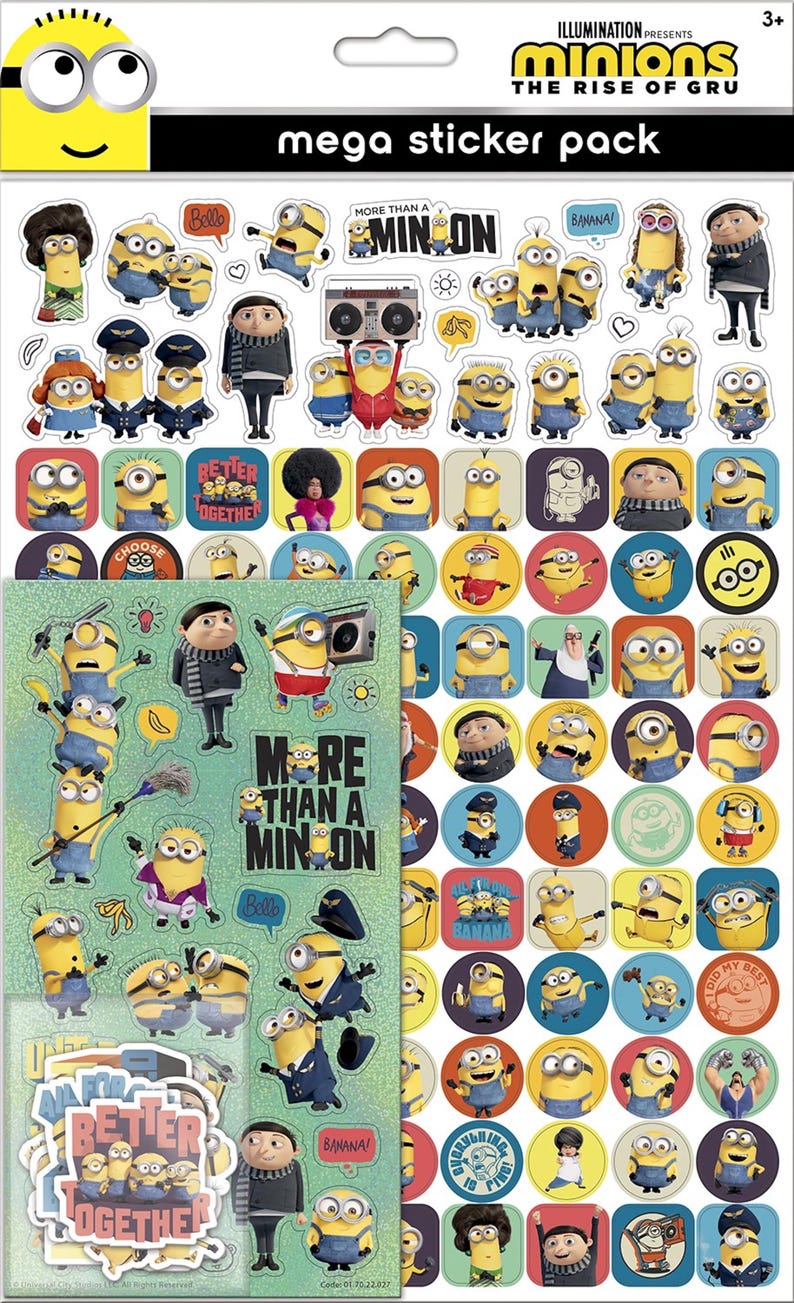 MINIONS Rise of Gru Mega Pack of Stickers, Loads of Different Stickers ...