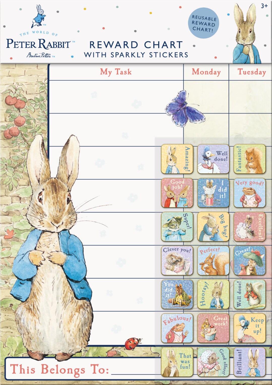 PETER RABBIT Reward Chart With 56 Sparkly Reward Stickers - Etsy