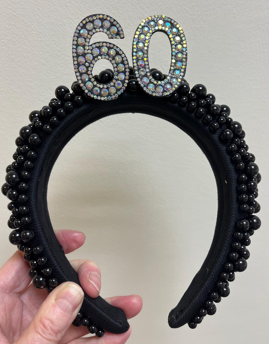 Personalised Black Pearl Headband Any Age 18, 21, 30, 40, 50, 60, 70 ...