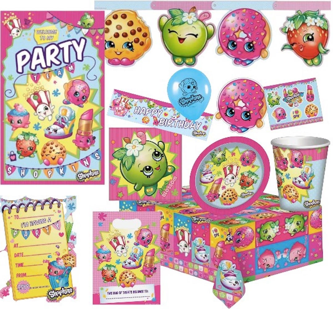 SHOPKINS Birthday Party Items Cups, Plates Napkins, Invites, Tablecover ...