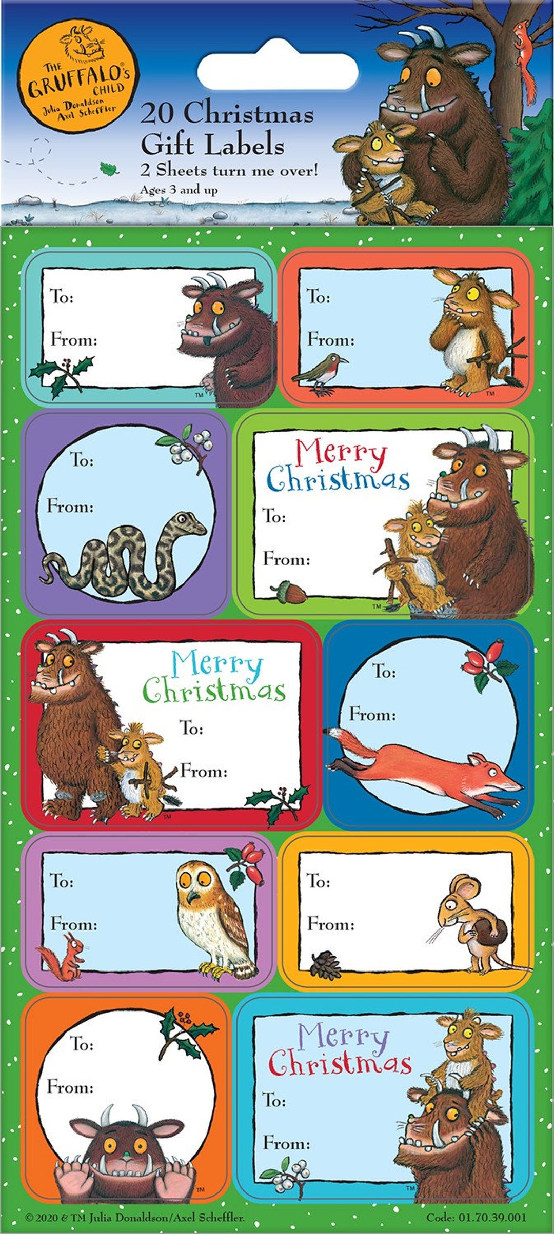 THE GRUFFALO CHILD Christmas Sticky Gift Labels (20 Pack) - Etsy UK