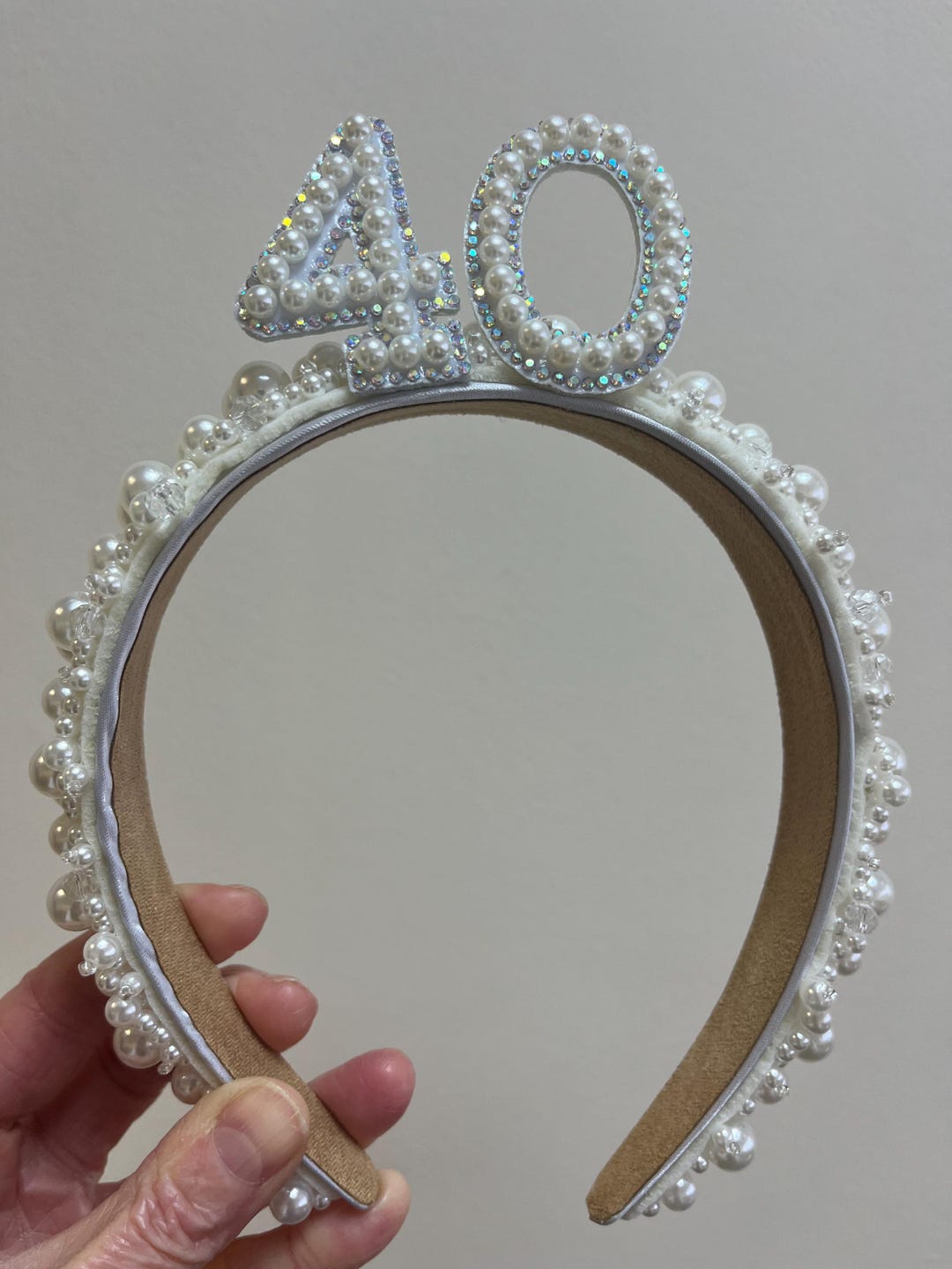 40th Birthday Age - Pearl Headband Tiara Party Crown Keepsake Birthday ...