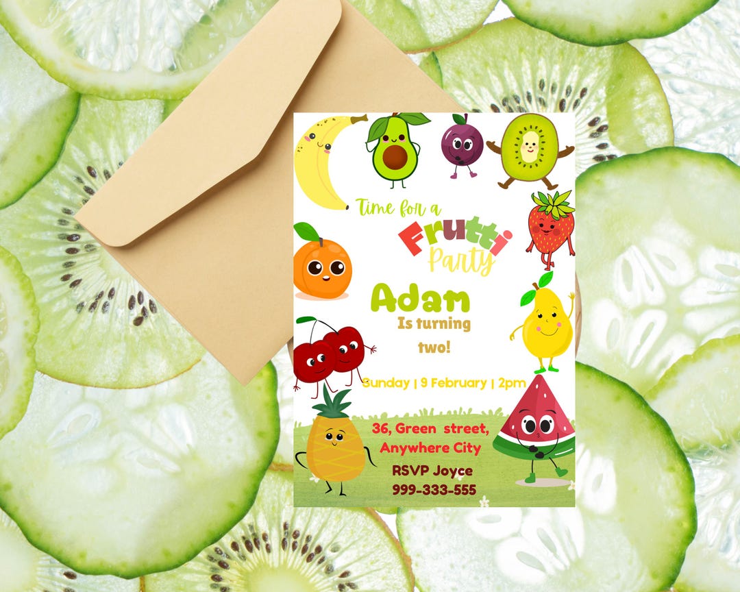 Fruit Birthday Party Invitation; Fruit Salad Party Invitation; Frutti ...