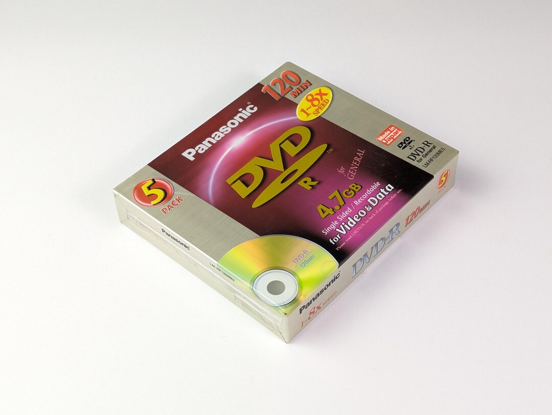 Sealed 5-pack Panasonic DVD-R 4.7GB Blank DVD 120 Min. 8x Made in Japan ...