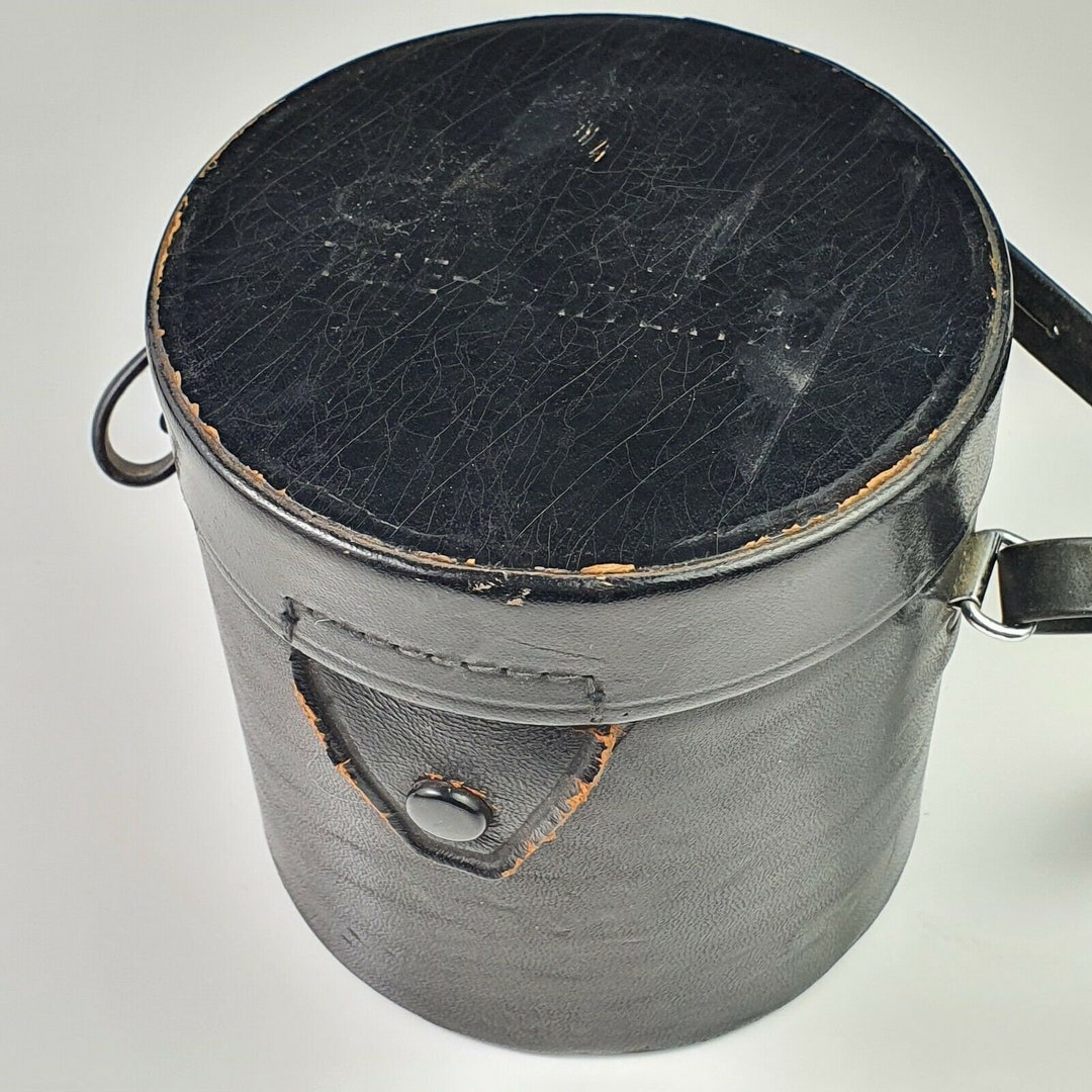 Vintage Leather Cylindrical Hard Case With Strap for Canon C8 Tele ...
