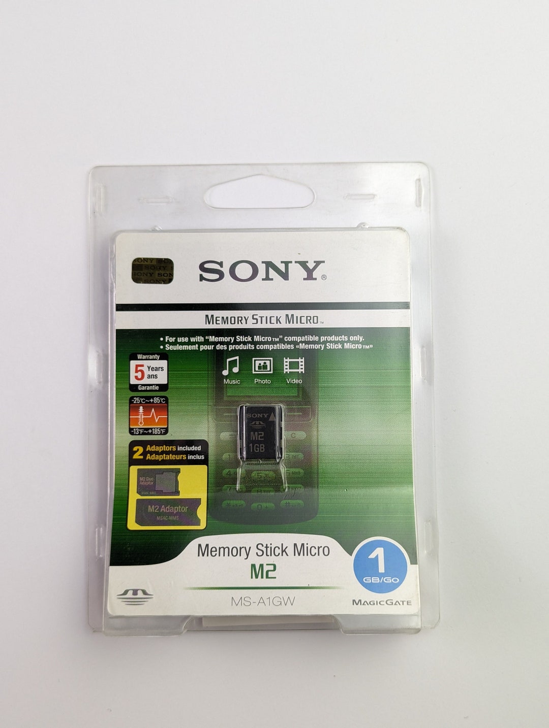 Vintage Sony MS-A1GW 1gb M2 Memory Card Memory Stick Micro (M2) + MS ...