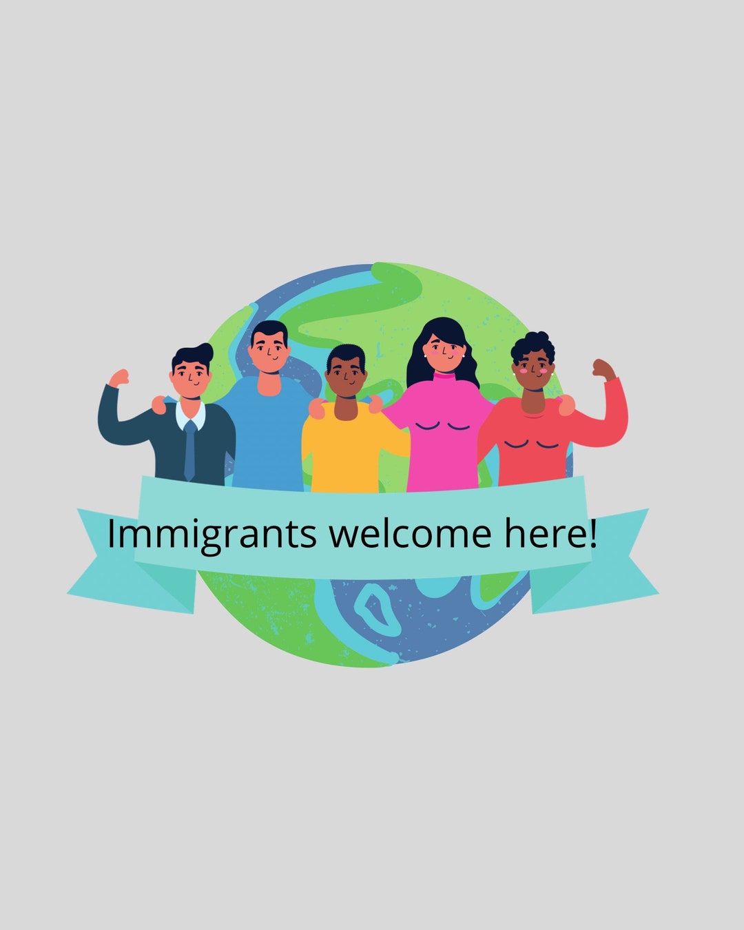 Immigrants Welcome Here Wall Art, Bulletin Board Classroom Art, Digital ...