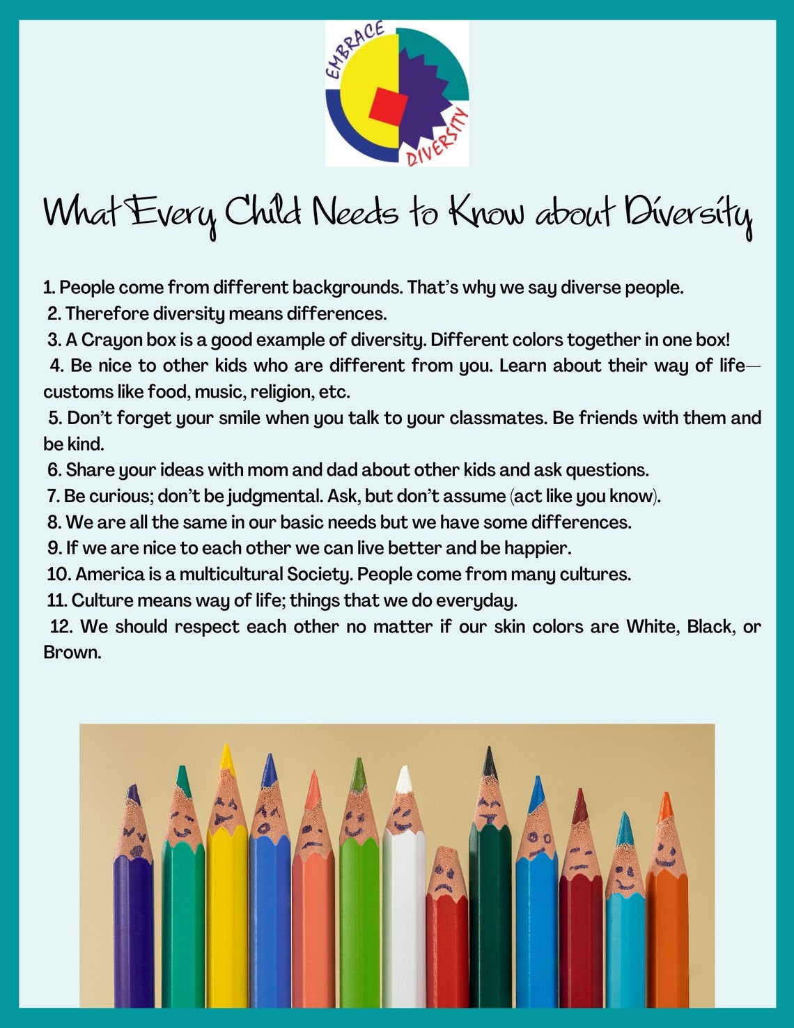 Children’s Diversity Flyer, Diversity Bulletin Board Design, Things ...