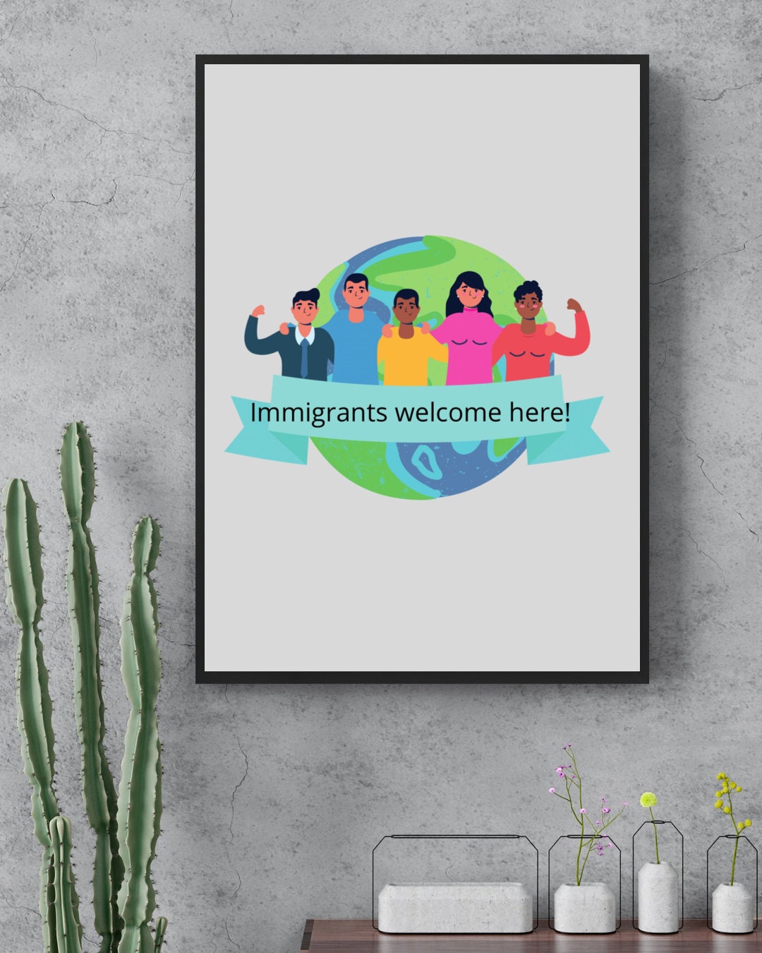 Immigrants Welcome Here Wall Art, Bulletin Board Classroom Art, Digital ...