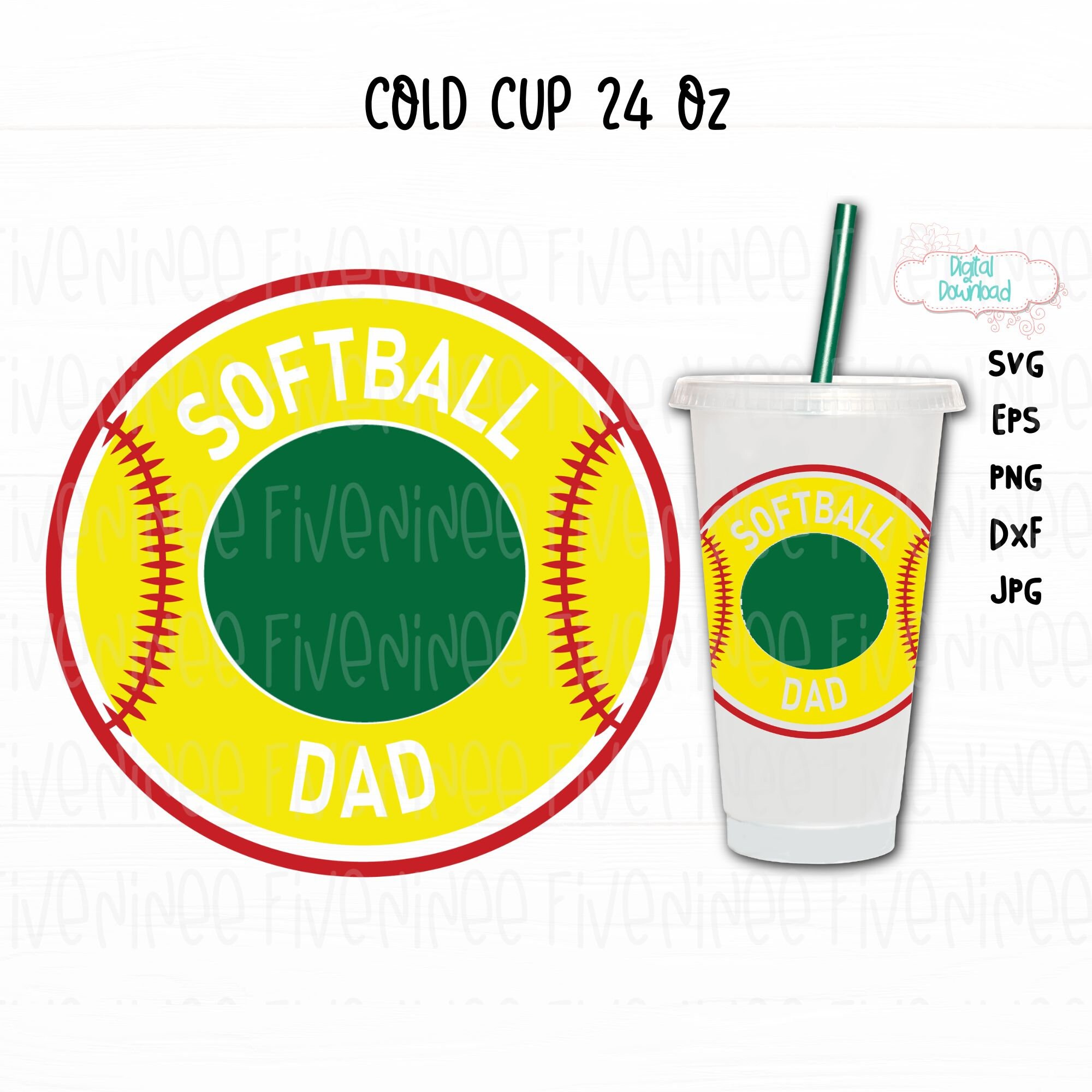 Softball Dad Cup Ring Svg, Fathers Day Svg, Coffee Cup Svg, Coffee Cold ...