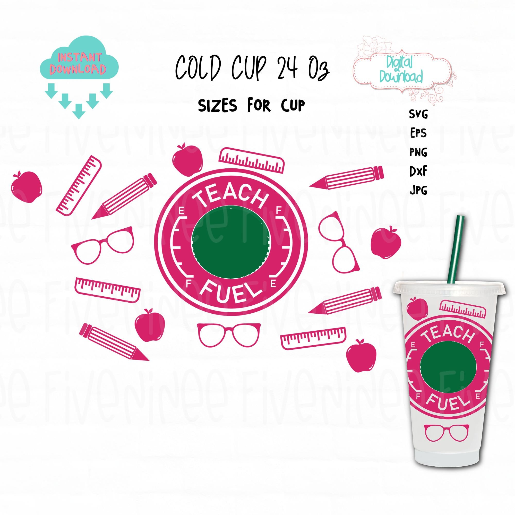 Teacher Fuel Cup Ring Svg, Full Wrap Cup Teacher Svg, Teacher Fuel ...