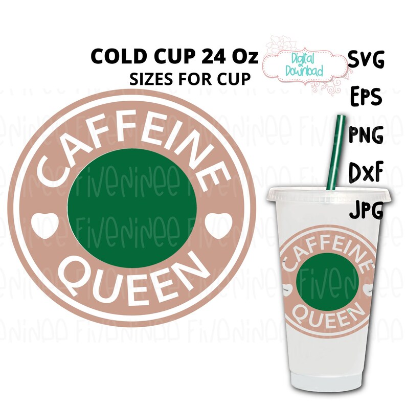 Caffeine Queen Cup Ring Svg, Queen Coffee Cold, Coffee Cup Ring Svg ...