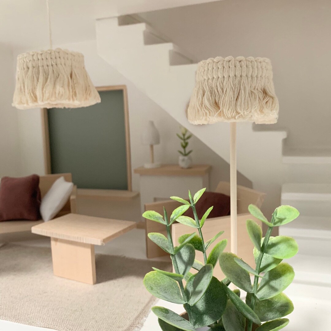 Large Dollhouse Tassel Lamp, 12th Scale, Decorative Boho Floorlamp or ...