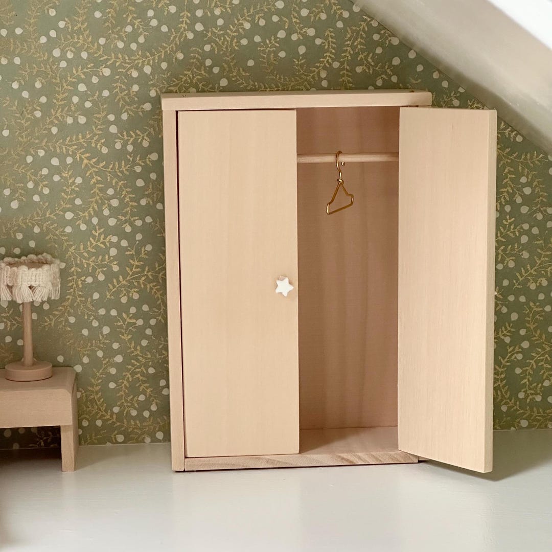 Scandinavian Dollhouse Closet, Modern Miniature Wardrobe in Scale 1:12 ...