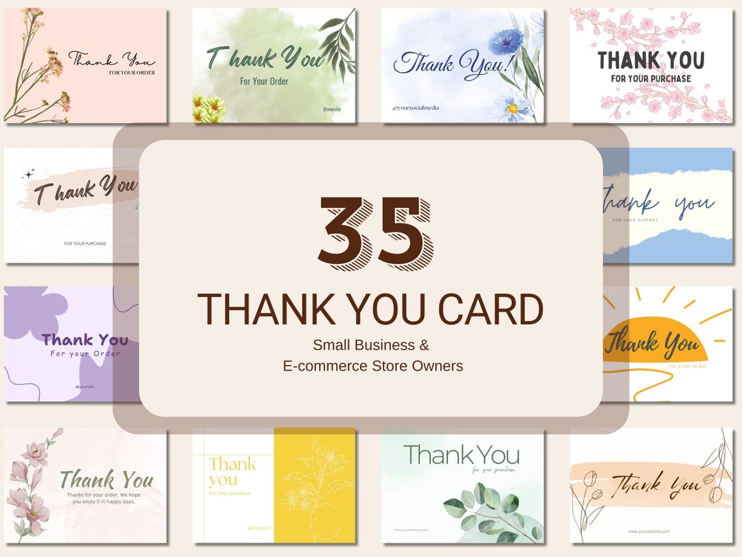 Editable Thank You Card Templates for Small Business Printable ...