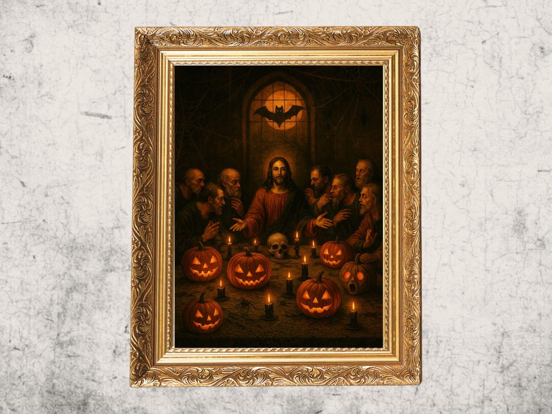 The Last Supper Halloween Wall Art, Spooky Gothic Painting Parody ...