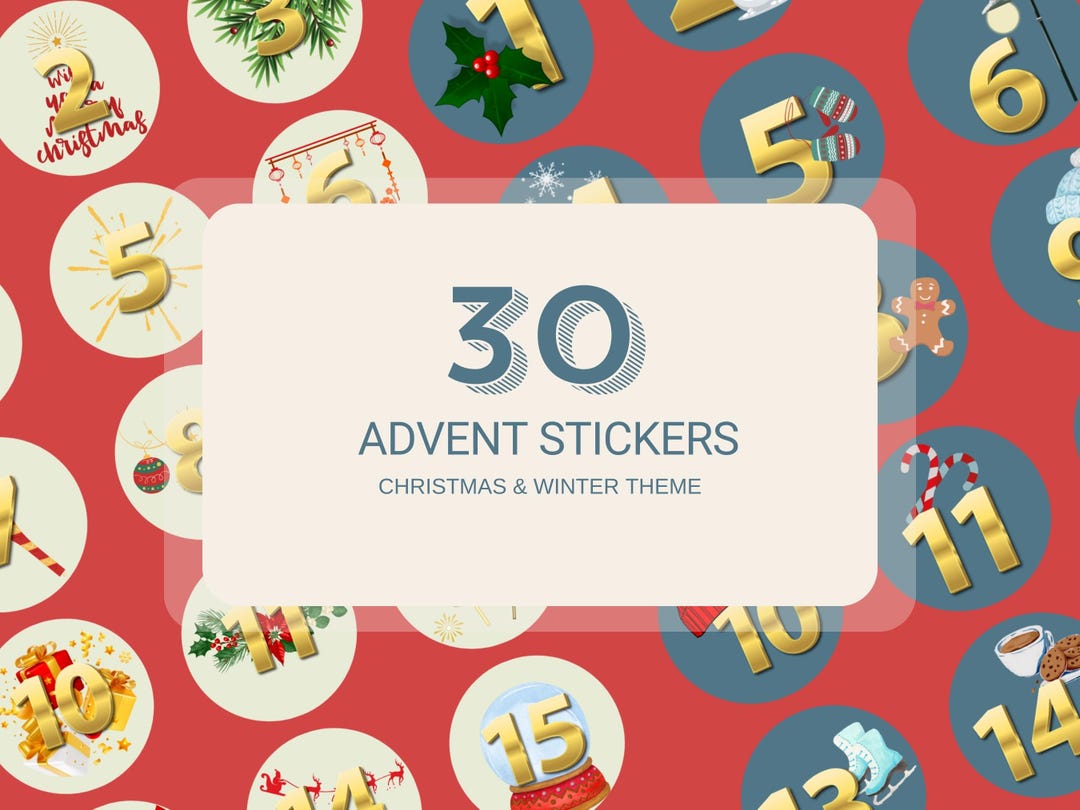 Printable Christmas Advent Calendar Stickers High-quality PDF & PNG ...