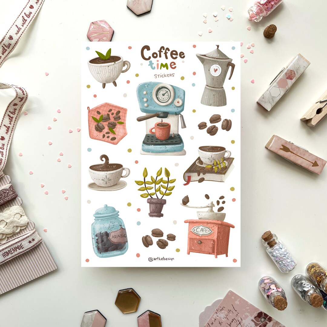 Coffee Time Sticker Pack | Journal Stickers, Planner Stickers, Bullet ...