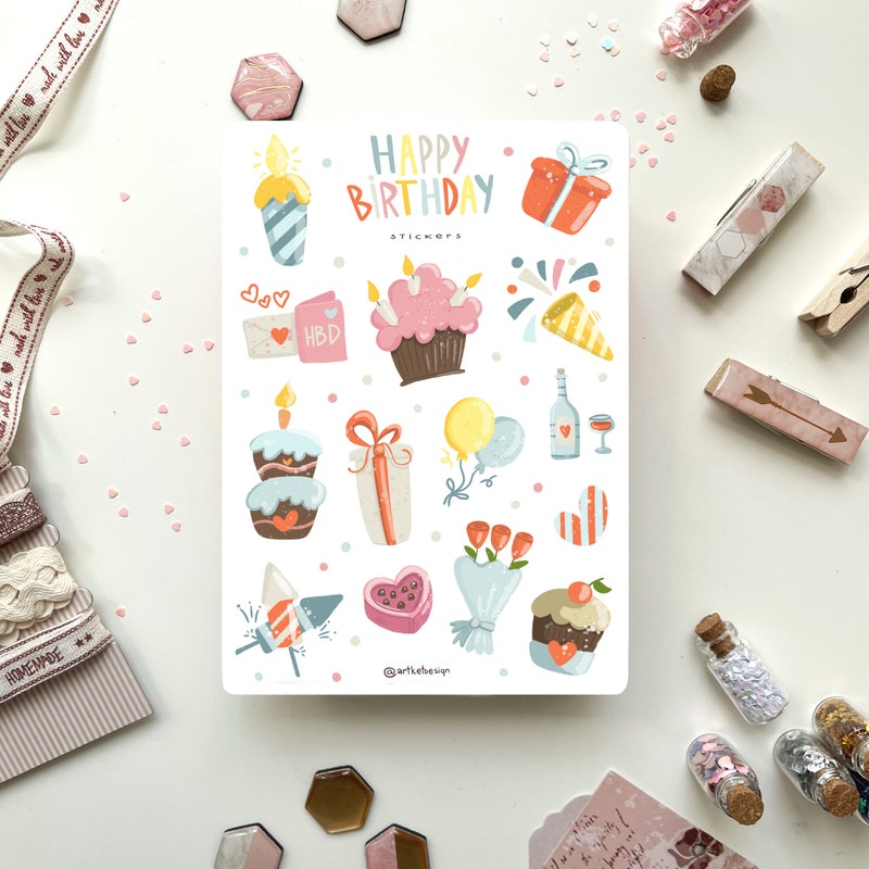 Happy Birthday Sticker - Etsy