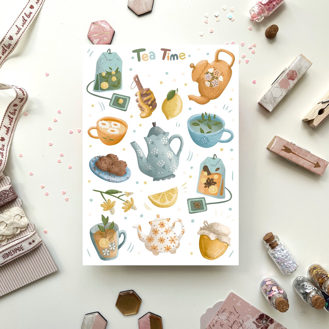 Tea Time Sticker Pack | Journal Stickers, Planner Stickers, Bullet ...