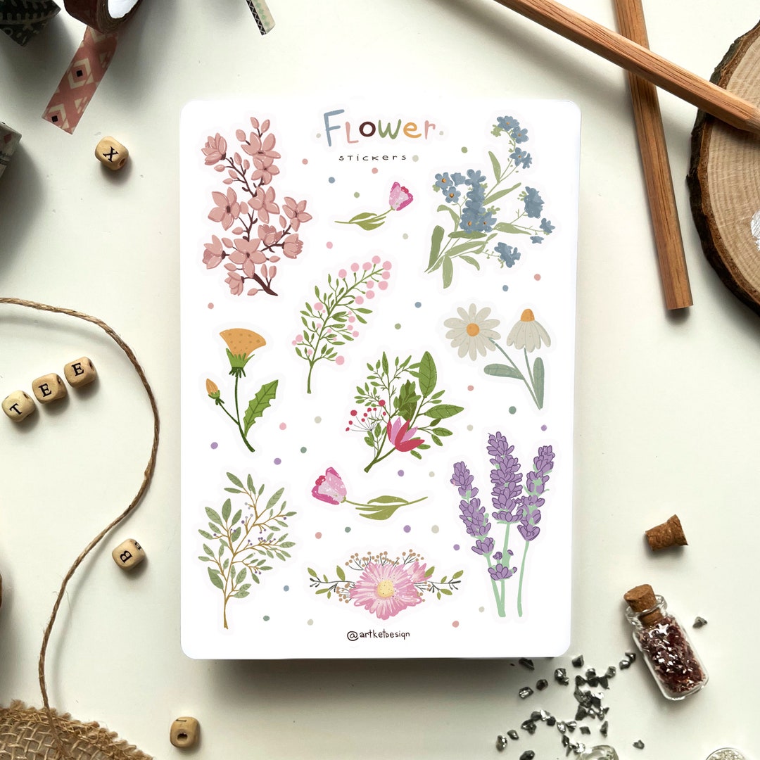 Flower Sticker Pack | Journal Stickers, Planner Stickers, Bullet ...