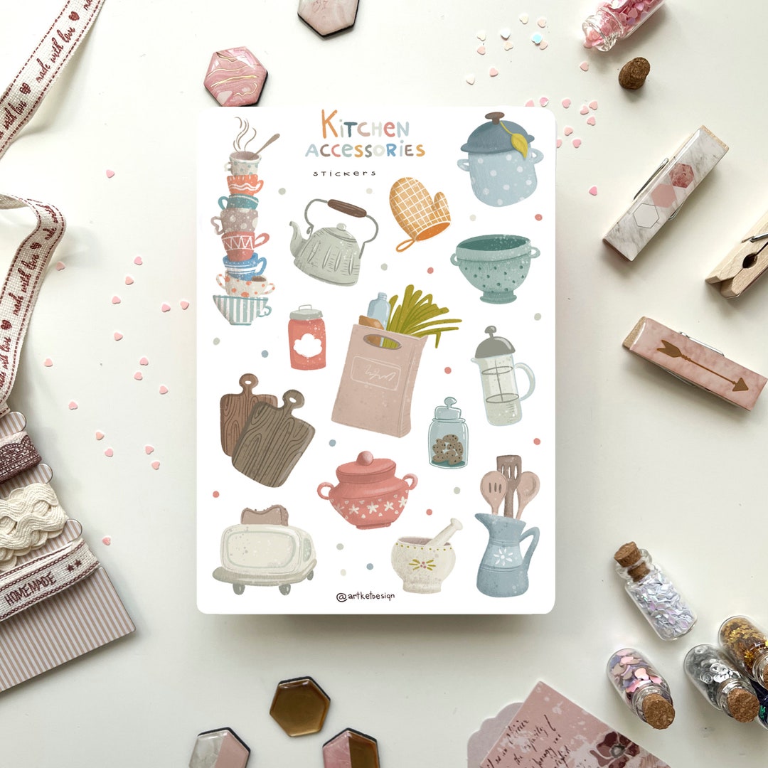 Kitchen Accessories Sticker Pack | Journal Stickers, Planner Stickers ...