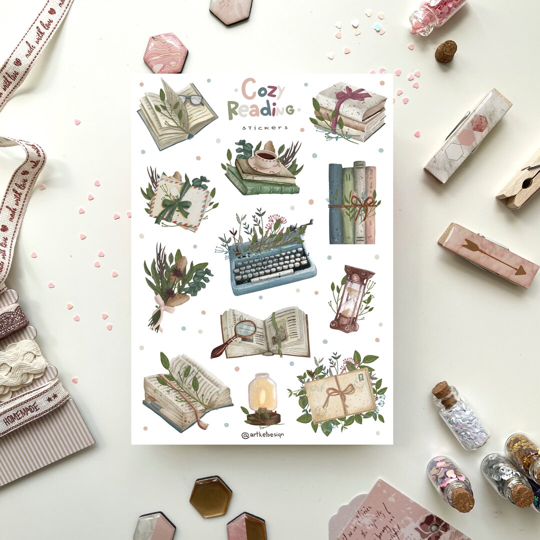 Cozy Reading Sticker Pack | Journal Stickers, Planner Stickers, Bullet ...