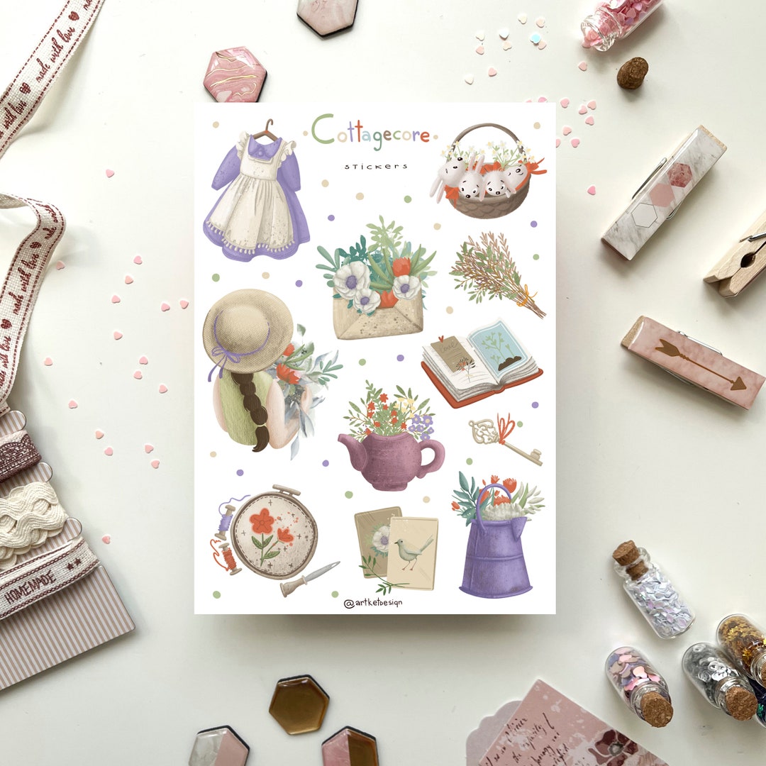 Cottagecore Sticker Pack | Journal Stickers, Planner Stickers, Bullet ...