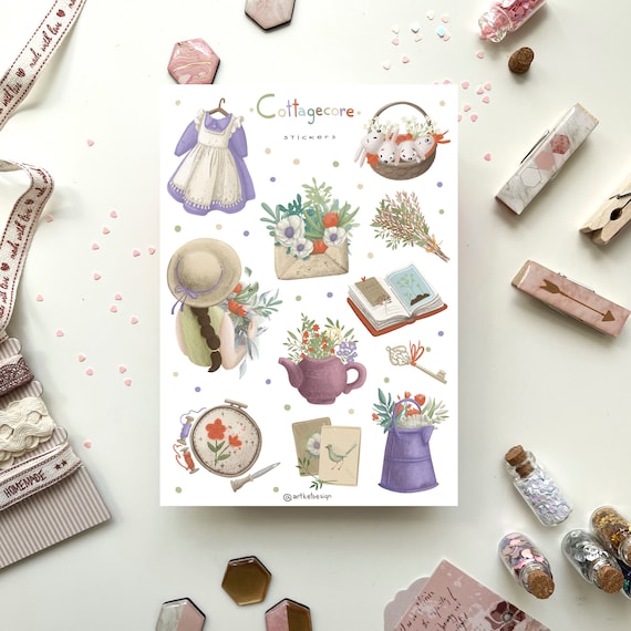 Cottagecore Sticker Pack Journal Stickers Planner Stickers - Etsy