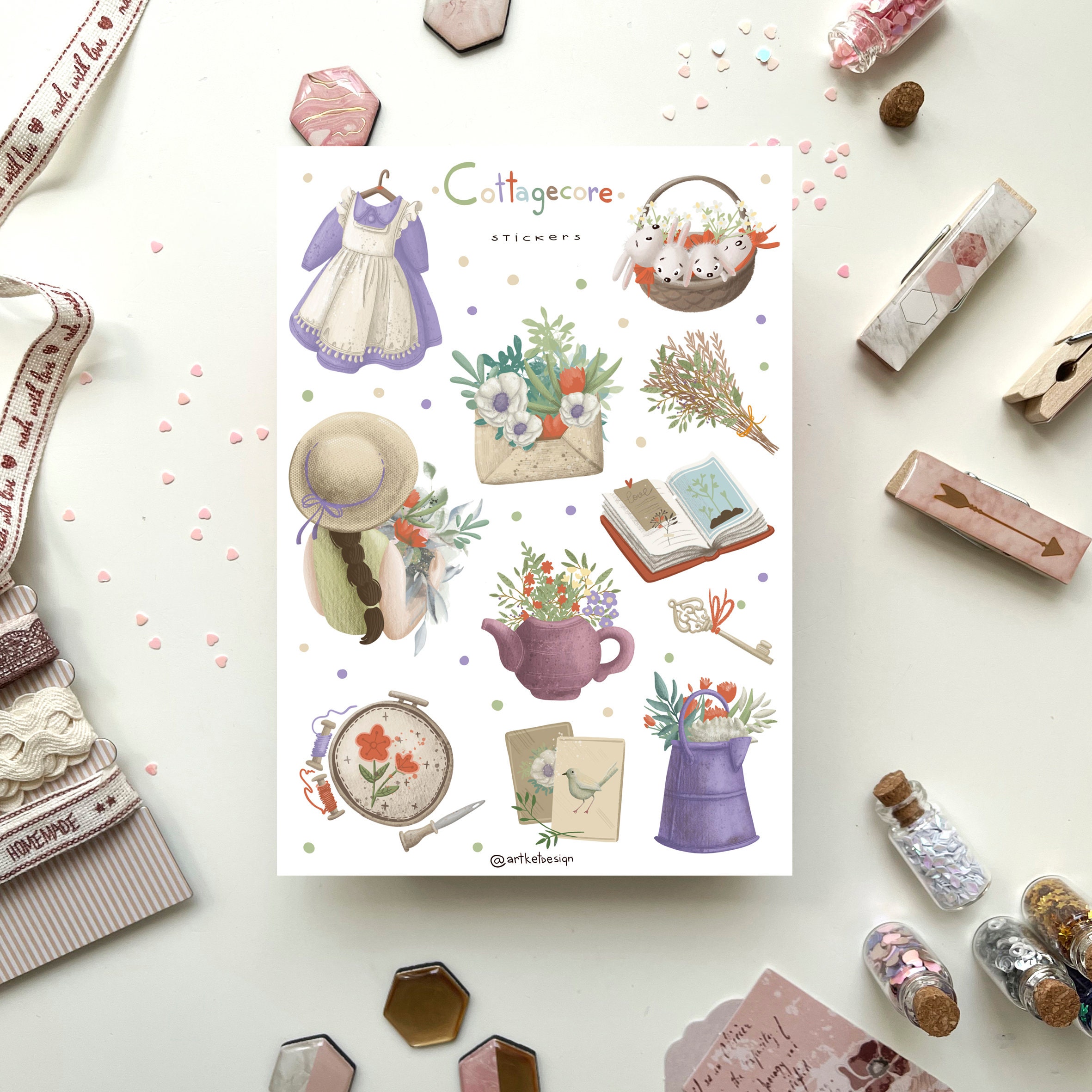 Cottagecore Sticker Pack | Journal Stickers, Planner Stickers, Bullet ...