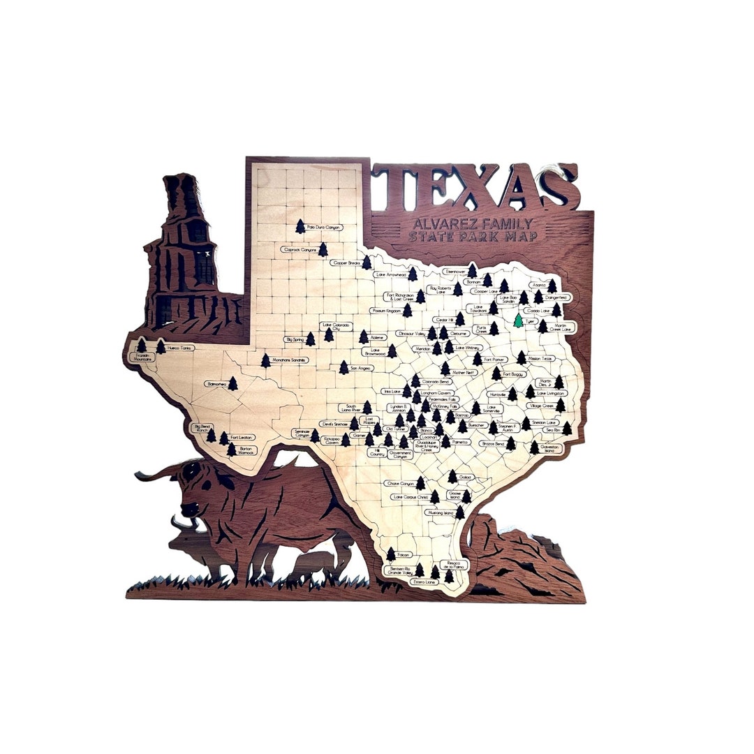 Laser Cut Texas State Parks Travel Map: Personalized Wood Art - Etsy