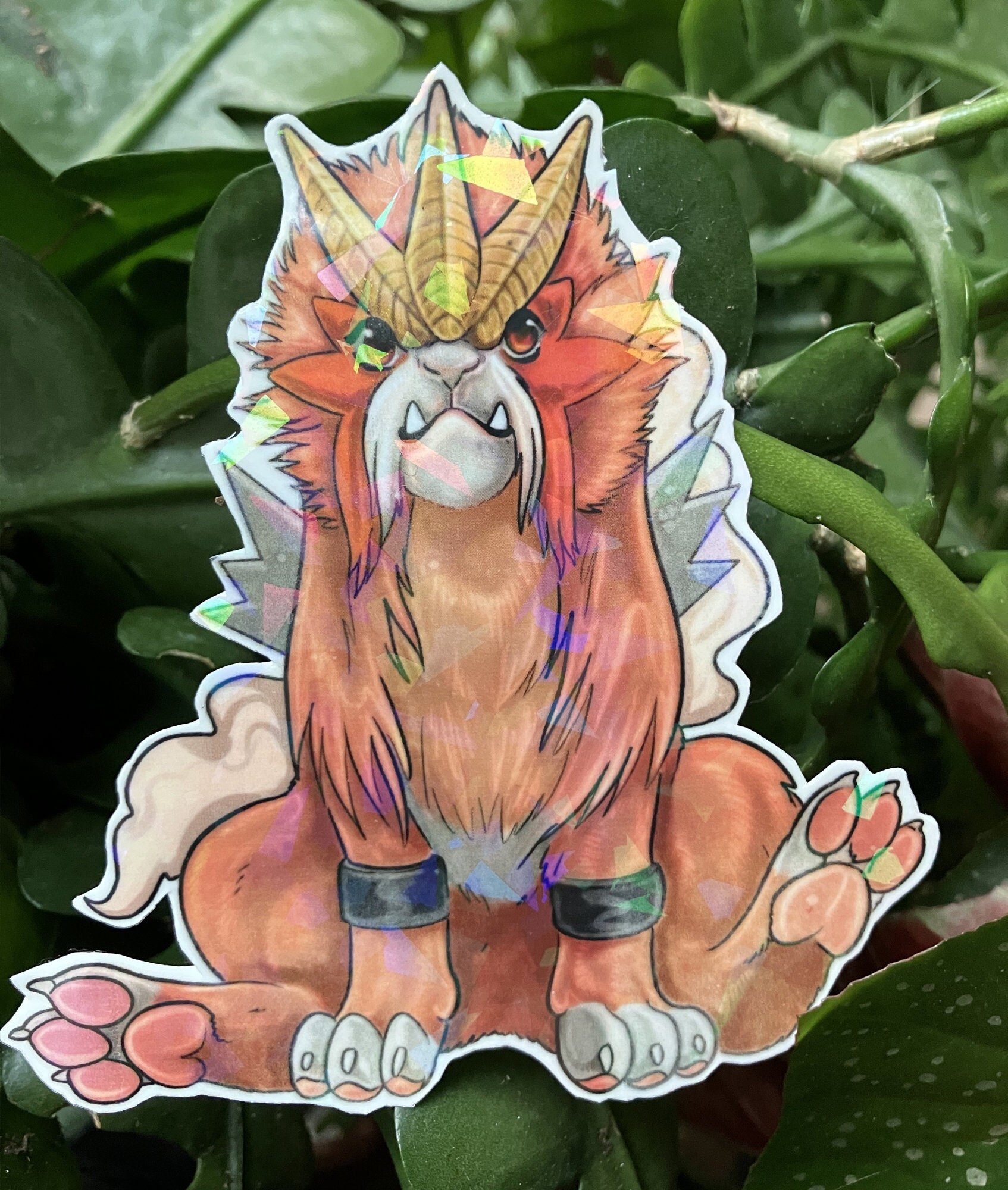 Entei Holographic Iridescent Realistic Entei Pokemon Sticker handmade ...