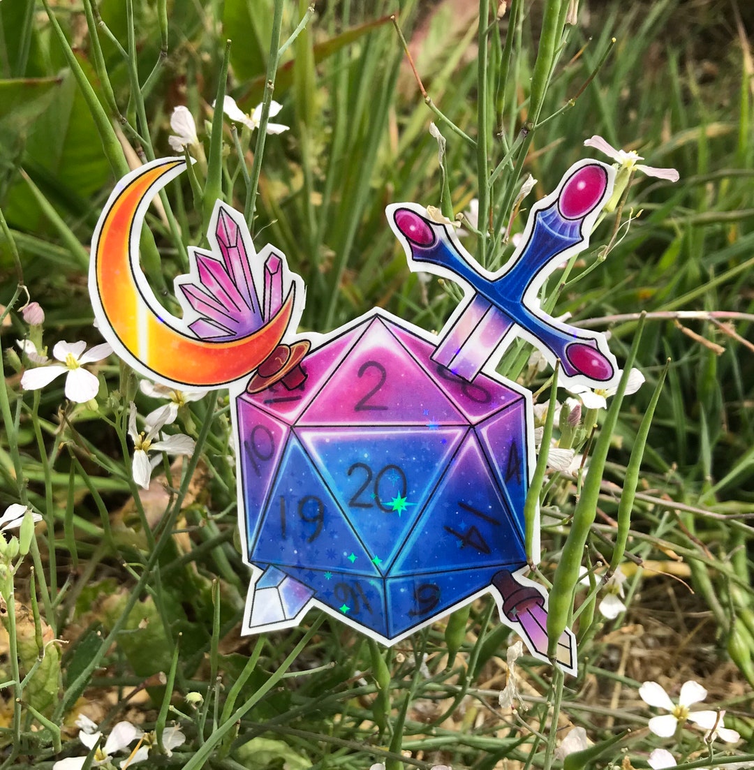 D20 Dice Sticker | | Wand | Sword | Holographic | Vinyl | Dnd ...