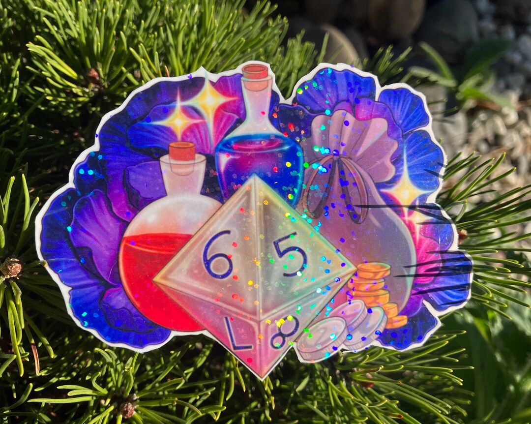 D8 Dice Sticker Holographic Vinyl Dnd Dungeons and Dragons Handmade ...