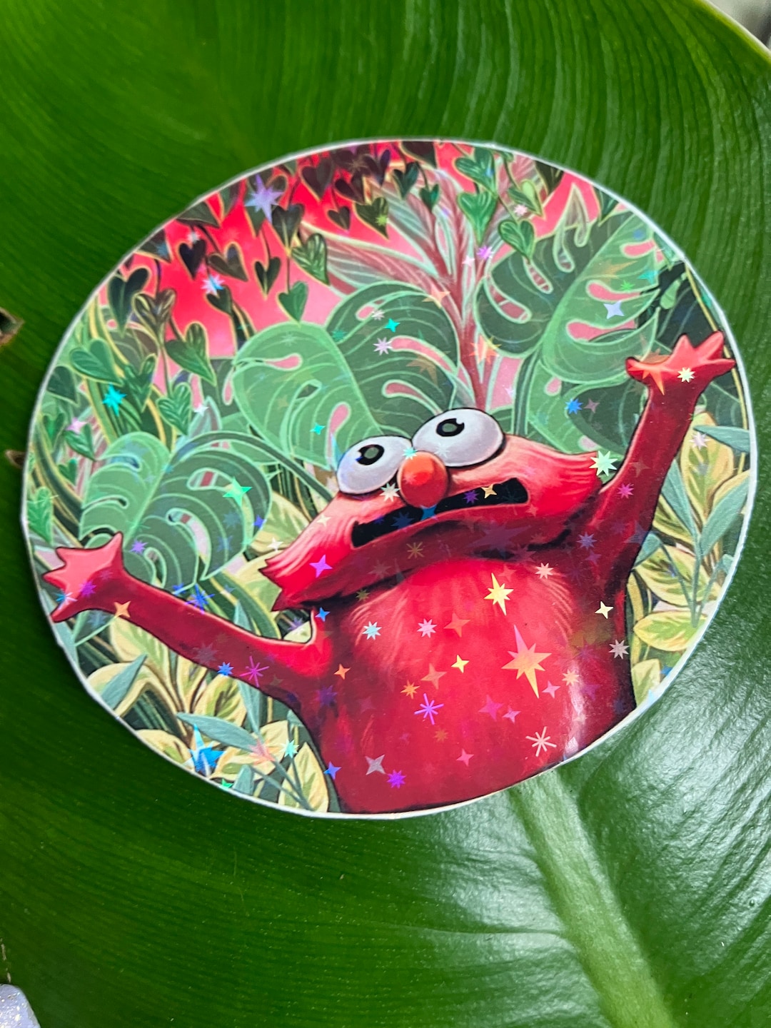 Plant Elmo Sticker | Holographic | Vinyl | Handmade - Etsy