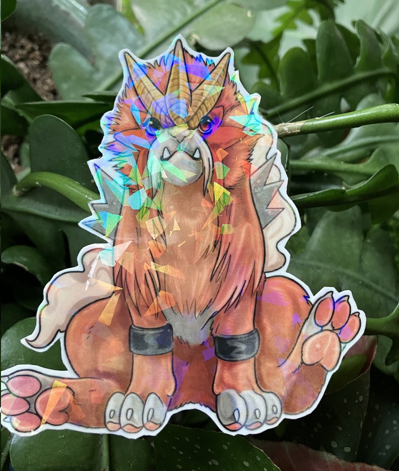 Entei Holographic Iridescent Realistic Entei Pokemon Sticker handmade ...