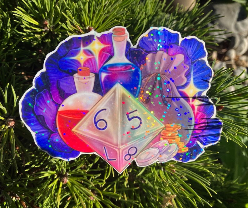 D8 Dice Sticker Holographic Vinyl Dnd Dungeons and Dragons Handmade ...