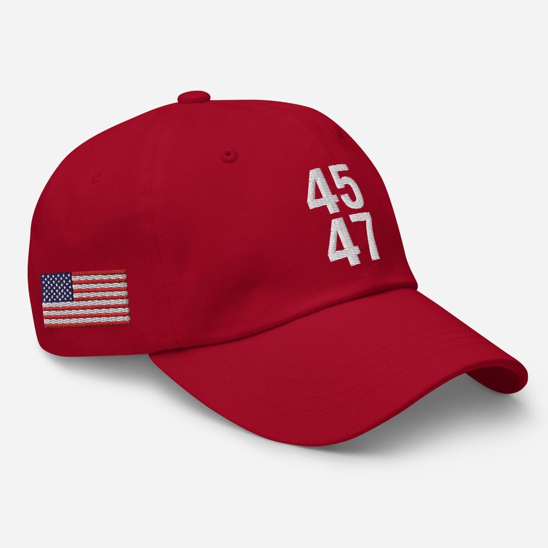 Trump 45 47 Hat - Red MAGA Cap With Embroidered American Flag ...
