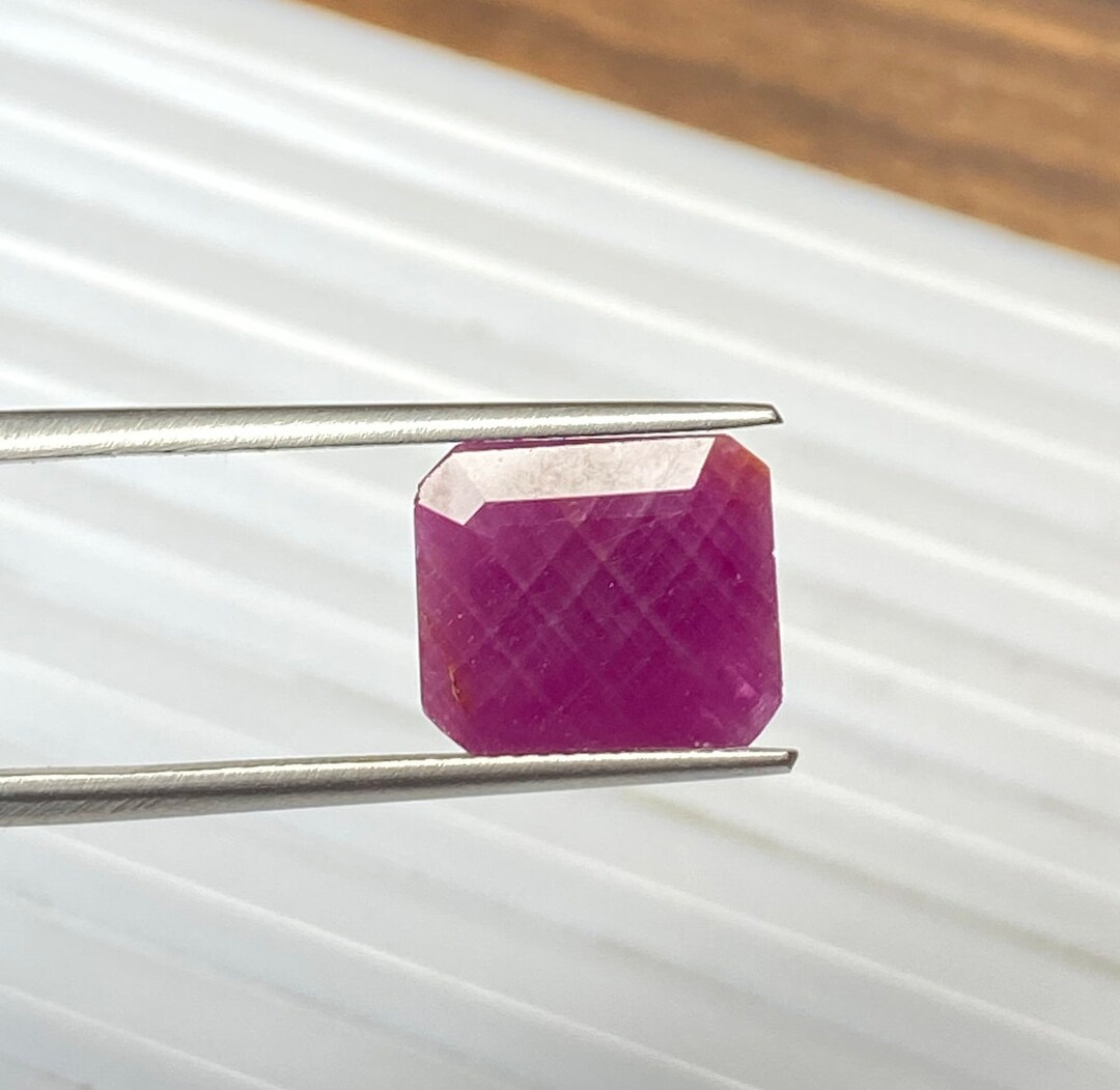 5 Carat Natural Red Ruby Square Shape Red Ruby Faceted Red Ruby Stone ...