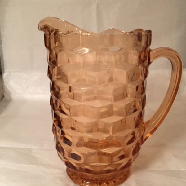 Pink Depression Glass Pitcher - Etsy