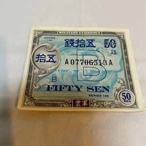 Military Currency Japan 50 Sen Note - Etsy
