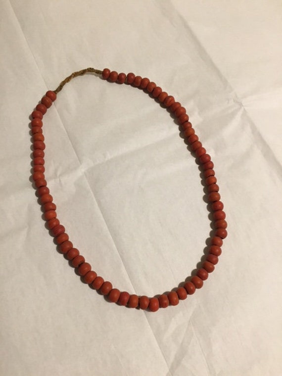Red Bead Necklace on String - Etsy