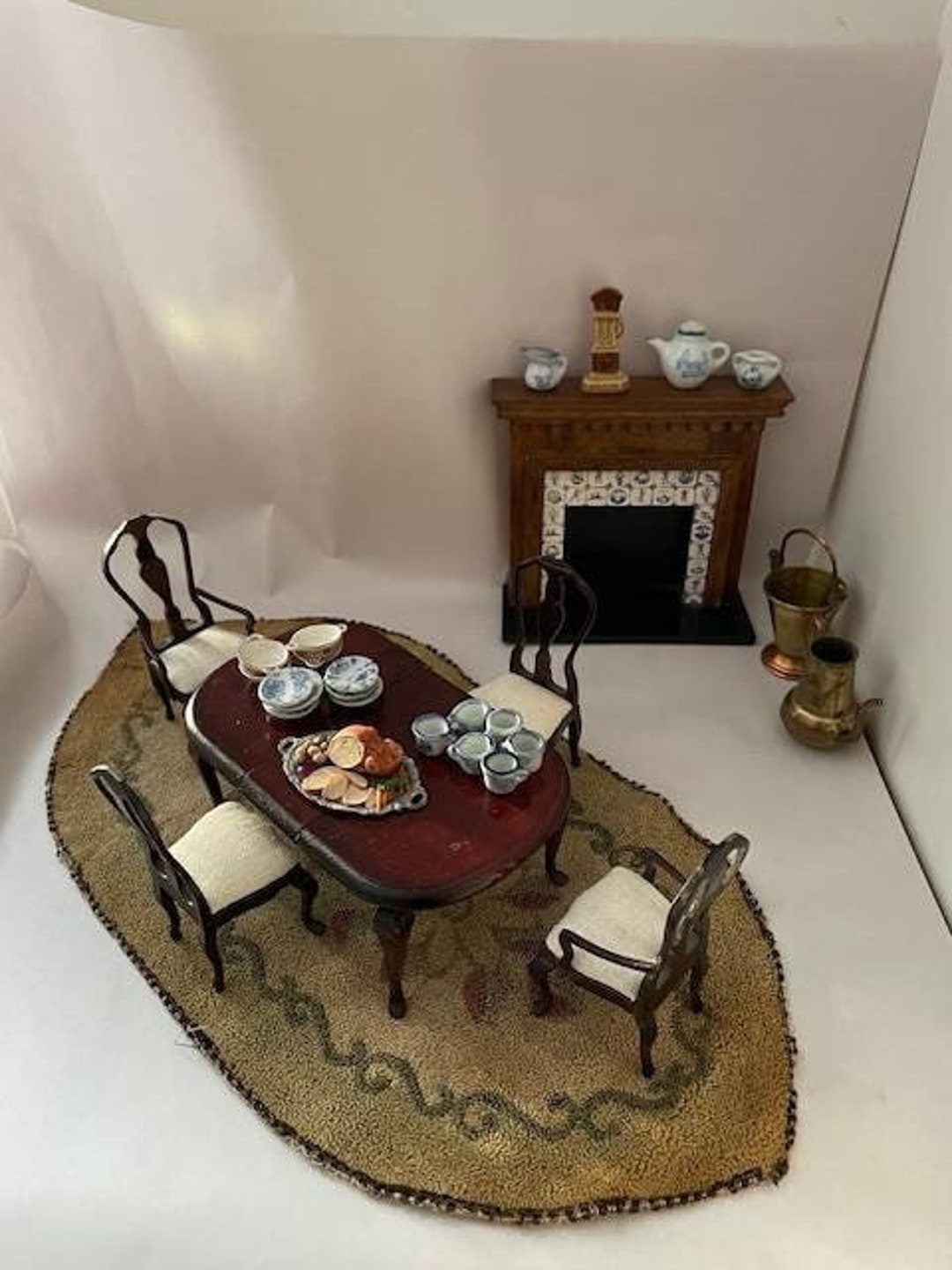 Dollhouse Miniature Dining Room Set (approximately 15 Pieces) - Etsy